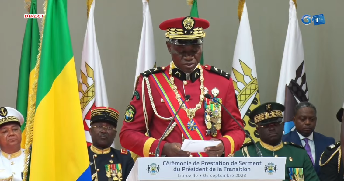 Investiture du président de la transition au Gabon : discours de Brice ...